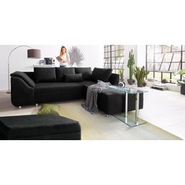 Ecksofa Collection AB "Sally L-Form", grau (anthrazit), B:256cm H:87cm T:165cm, Microfaser PRIMABELLE (100% Polyester) / Struktur (80% Polyester, 20% Acryl);Struktur (80% Polyester, 20% Acryl);Kunstleder SOFTLUX / Struktur (80% Polyester, 20% Acryl);Microfaser PRIMABELLE (100% Polyester) / Cord (100% Polyester), Sofas, Ecksofa, mit und ohne Bettfunktion, inklusive loser R&uuml;cken- und Zierkissen, Top