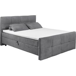 Boxbett ED EXCITING DESIGN "Tijuana", grau (dunkelgrau), B:162cm L:225cm, 92% Polyester, 8% Nylon, Komplettbetten, Boxspringbett, inkl. zwei Bettkästen