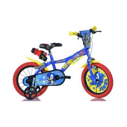 Kinderfahrrad DINO "Sonic" Fahrräder Gr. 30 cm, 16 Zoll (40,64 cm), blau Kinder Kinderfahrräder mit Stützrädern, Trinkflasche und Frontschild