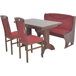 Essgruppe HOFMANN LIVING AND MORE "4tlg. Tischgruppe" Sitzmöbel-Sets Gr. B/H/T: 45 cm x 95 cm x 48 cm, Stoff, Ansteckplatten, rot (bordeau x, bordeau nussbaum, nachbildung) Essgruppen Stühle montiert