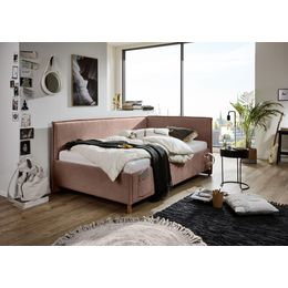 Meise Möbel Kinderbett MEISE.MÖBEL "FUN II", rosa (rose, rose), B:153cm L:215cm, Betten, Polsterbett wahlweise mit Bettkasten, Jugendbett inkl. USB-Anschluss