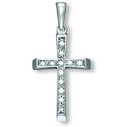 Kette mit Anhänger ONE ELEMENT "Zirkonia Kreuz aus 333 Weißgold" Halsketten Gr. Weißgold 333, silberfarben (silber) Damen Ketten mit Anhänger Schmuckset - Set verstellbarer Halskette