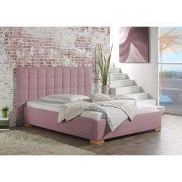 Polsterbett Maintal "Cueno", rosa (ros&eacute;), B:184cm L:210cm, Strukturstoff (100% Polyester), Betten, Polsterbett, mit und ohne Matratze in 2 Ausf&uuml;hrungen, Steppung mit Knopfheftung