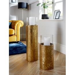 Windlicht Home Affaire Kerzenhalter Gr. H: 81 cm, goldfarben Geschenkartikel Kerzenhalter Bodenwindlicht, aus Metall, mit Glaseinsatz, ideal für Stumpenkerzen