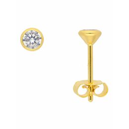 Adelia´s Paar Ohrhänger ADELIA´S "585 Gold Ohrringe Ohrstecker mit Zirkonia Ø 4 mm" Gr. Damen, Gelbgold 585, goldfarben (gold) Damen Ohrhänger mit Zirkonia Goldschmuck für