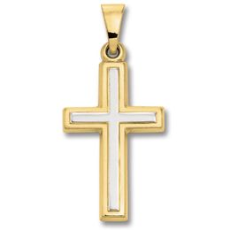 Kette mit Anhänger ONE ELEMENT "Kreuz aus 333 Gelbgold" Halsketten Gr. Gelbgold 333, goldfarben (gold) Damen Ketten mit Anhänger Schmuckset - Set verstellbarer Halskette