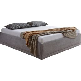 Polsterbett "Texel", grau, B:206cm H:42cm L:206cm, Bezug Bett: Veloursstoff 100% Polyester oder Microfaser (100% Polyester);Bonnell-Federkernmatratze: 51% Polypropylen, 39% Polyester und 10% Baumwolle;Kaltschaummatratze: 100% Polyester, Bezug abnehm- und waschbar bis 60C;Kissenbezug: 100% Polyester, Füllung : 100% Polyester (Hohlfaser), Westfalia Schlafkomfort, Betten, Komforthöhe mit Zierkissen, 