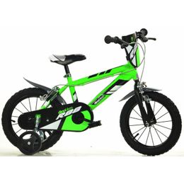 Kinderfahrrad DINO "Jungenfahrrad" Gr. 30, grün, Fahrräder, Kinder, 30cm, 16 Zoll (40,64cm), mit Stützrädern und Frontschild