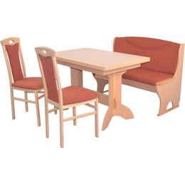 Essgruppe HOFMANN LIVING AND MORE "4tlg. Tischgruppe" Sitzmöbel-Sets Gr. B/H/T: 45 cm x 95 cm x 48 cm, Stoff, Ansteckplatten, orange (terra, terra, buche, nachbildung) Essgruppen Stühle montiert