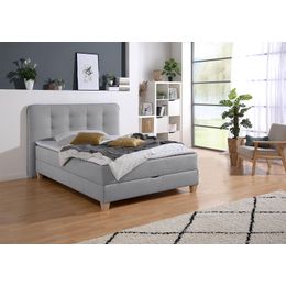 Boxbett Home Affaire, grau, B:158cm L:210cm, Komplettbetten, Boxspringbett, inklusive Kaltschaum-Topper und Bettkasten