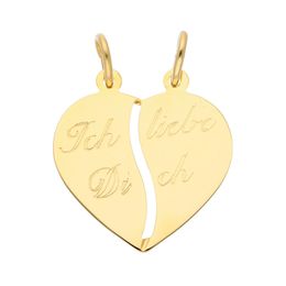 Adelia´s Ketten-Anhänger ADELIA´S "333 Gold Anhänger Partneranhänger" Schmuckanhänger Gr. Damen, Gelbgold 333, goldfarben (gold) Damen Anhänger Goldschmuck für