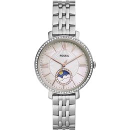 Quarzuhr Fossil "JACQUELINE, ES5164" Armbanduhren silberfarben Damen Quarzuhren Armbanduhr, Damenuhr, Mondphase