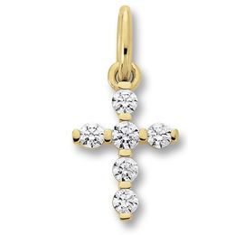 Kette mit Anhänger ONE ELEMENT "Zirkonia Kreuz aus 333 Gelbgold" Halsketten Gr. Gelbgold 333, goldfarben (gold) Damen Schmuckset - Set mit verstellbarer Halskette