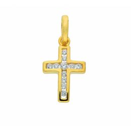 Adelia´s Kette ohne Anhänger ADELIA´S "333 Gold Kreuz mit Zirkonia" Halsketten Gr. Gelbgold 333, goldfarben (gold) Damen Ketten ohne Anhänger Schmuckset - Set mit Halskette