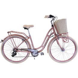 Cityrad FASHION LINE Fahrräder Gr. 48 cm, 28 Zoll (71,12 cm), braun (kupferfarben) Bestseller Fahrräder mit Korb im Rattan-Look
