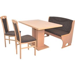 Essgruppe HOFMANN LIVING AND MORE "4tlg. Tischgruppe" Sitzmöbel-Sets Gr. B/H/T: 45 cm x 95 cm x 48 cm, Stoff, braun (schoko, schoko, buche, nachbildung) Essgruppen Stühle montiert