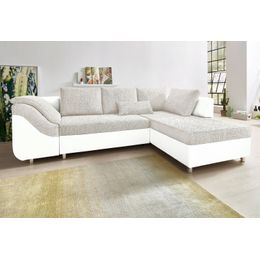 Ecksofa Collection AB "Sally L-Form", wei&szlig; (wei&szlig;, wei&szlig;), B:256cm H:87cm T:165cm, Microfaser PRIMABELLE (100% Polyester) / Struktur (80% Polyester, 20% Acryl);Struktur (80% Polyester, 20% Acryl);Kunstleder SOFTLUX / Struktur (80% Polyester, 20% Acryl);Microfaser PRIMABELLE (100% Polyester) / Cord (100% Polyester), Sofas, Ecksofa, mit und ohne Bettfunktion, inklusive loser R&uuml;cken- und Zierkissen, To