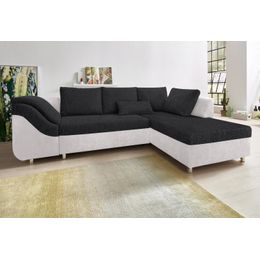 Ecksofa Collection AB "Sally L-Form", schwarz-wei&szlig; (wei&szlig;, schwarz, wei&szlig;), B:256cm H:87cm T:165cm, Microfaser PRIMABELLE (100% Polyester) / Struktur (80% Polyester, 20% Acryl);Struktur (80% Polyester, 20% Acryl);Kunstleder SOFTLUX / Struktur (80% Polyester, 20% Acryl);Microfaser PRIMABELLE (100% Polyester) / Cord (100% Polyester), Sofas, Ecksofa, mit und ohne Bettfunktion, inklusive loser R&uuml;cken- u
