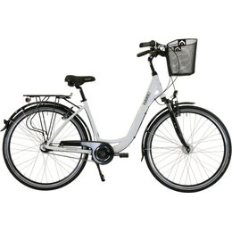 Cityrad HAWK Bikes "HAWK City Wave Deluxe Plus White" Fahrräder Gr. 46 cm, 26 Zoll (66,04 cm), weiß Alle Fahrräder mit Front-Drahtkorb