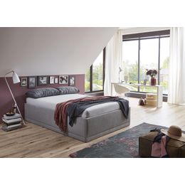 Polsterbett "Texel", grau, B:146cm H:42cm L:206cm, Bezug Bett: Veloursstoff 100% Polyester;Bonnell-Federkernmatratze: 51% Polypropylen, 39% Polyester und 10% Baumwolle;Kaltschaummatratze: 100% Polyester, Bezug abnehm- und waschbar bis 60C;Kissenbezug: 100% Polyester, Füllung : 100% Polyester (Hohlfaser), Westfalia Schlafkomfort, Betten, Komforthöhe mit Zierkissen, Bettkasten bei Ausführung mit Mat