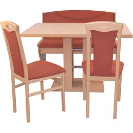 Essgruppe HOFMANN LIVING AND MORE "4tlg. Tischgruppe" Sitzmöbel-Sets Gr. B/H/T: 45 cm x 95 cm x 48 cm, Stoff, orange (terra, terra, buche, nachbildung) Essgruppen Stühle montiert
