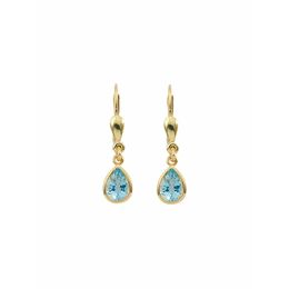 Adelia´s Paar Ohrhänger ADELIA´S "585 Gold Ohrringe mit Aquamarin" Gr. Damen, Gelbgold 585, blau Damen Ohrhänger mit Aquamarin Goldschmuck für