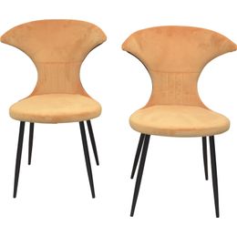 4-Fußstuhl Inosign Stühle Gr. B/H: 55 cm x 85 cm, 2 St., Samtstruktur Samtoptik, Metall, orange (orange, schwarz) 4-Fuß-Stühle Gestell aus Stahlrohr, Sitz- und Rückenfläche schaumstoffgepolstert