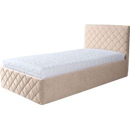 Polsterbett, beige (sand), B:170cm L:212cm, Bezug Bett: Microfaser (100% Polyester);Bonnell-Federkernmatratze: 51% Polypropylen, 39% Polyester, 10% Baumwolle;Kaltschaummatratze: 100% Polyester, Bezug abnehm- und waschbar bis 60C, Westfalia Schlafkomfort, Betten, inkl. Bettkasten bei Ausführung mit Matratze