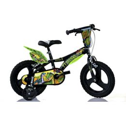 Kinderfahrrad DINO "DINOsaurier T-Rex" Fahrräder Gr. 30 cm, 16 Zoll (40,64 cm), schwarz Kinder Kinderfahrräder mit Stützrädern, Frontschild und coolen Schutzblechen