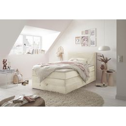 Boxspringbett ED EXCITING DESIGN "Luzern", beige (creme), B:121cm L:209cm, 92% Polyester, 8% Nylon, Komplettbetten, Boxspringbett, inkl. Bettkasten