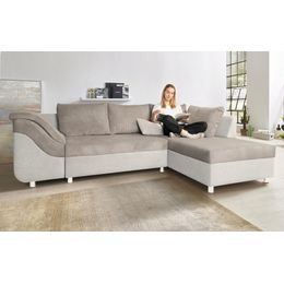 Ecksofa Collection AB "Sally L-Form", beige (beige, taupe), B:256cm H:87cm T:165cm, Microfaser PRIMABELLE (100% Polyester) / Struktur (80% Polyester, 20% Acryl);Struktur (80% Polyester, 20% Acryl);Kunstleder SOFTLUX / Struktur (80% Polyester, 20% Acryl);Microfaser PRIMABELLE (100% Polyester) / Cord (100% Polyester), Sofas, Ecksofa, mit und ohne Bettfunktion, inklusive loser R&uuml;cken- und Zierkissen,
