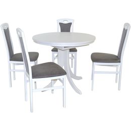 Essgruppe HOFMANN LIVING AND MORE "5tlg. Tischgruppe" Sitzmöbel-Sets Gr. B/H/T: 45 cm x 95 cm x 48 cm, Polyester, Einlegeplatte, weiß (weiß, schwarz, weiß) Essgruppen Stühle montiert
