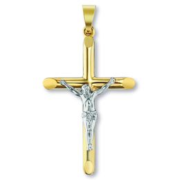 Kette mit Anhänger ONE ELEMENT "Kreuz aus 333 Gelbgold" Halsketten Gr. Gelbgold 333, goldfarben (gold) Damen Schmuckset - Set mit verstellbarer Halskette