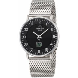 Funkuhr MASTER TIME "MTGS-10557-22M" Armbanduhren schwarz (silberfarben) Herren Quarzuhren Mit Langzeitbatterie