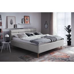 Meise Möbel Polsterbett MEISE.MÖBEL "Lotte", grau, L:217cm, Bezug Bett: Strukturstoff (100% Polyester), Betten, mit Lattenrost und Bettkasten