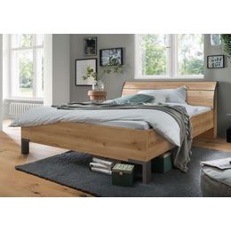 Futonbett Wiemann "Monaco, 4-fache Liegeh&ouml;henverstellung", braun (bianco, eiche, nachbildung, leisten in schiefer), B:189cm L:218cm, Betten, Futonbett, mit stilvollem Holzkopfteil, Made in Germany