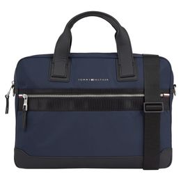 Messenger Bag Tommy Hilfiger "TH ELEVATED NYLON COMPUTER BAG" Gr. B/H/T: 40 cm x 30 cm x 9 cm, blau (dunkelblau) Damen Taschen Businesstaschen im praktischem Format