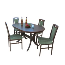 Essgruppe HOFMANN LIVING AND MORE "5tlg. Tischgruppe" Sitzmöbel-Sets Gr. B/H/T: 45 cm x 95 cm x 48 cm, Stoff, Einlegeplatte, grün (olive, olive, nussbaum, nachbildung) Essgruppen Stühle montiert