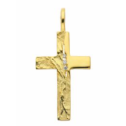 Adelia´s Ketten-Anhänger ADELIA´S "333 Gold Kreuz Anhänger mit Zirkonia" Schmuckanhänger Gr. Damen, mit Zirkonia, Gelbgold 333, goldfarben (gold) Damen Anhänger mit Zirkonia Goldschmuck für & Herren