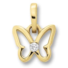 Ketten-Anhänger ONE ELEMENT "Zirkonia Schmetterling Anhänger aus 333 Gelbgold" Schmuckanhänger Gr. Damen, Gelbgold 333, goldfarben (gold) Mädchen Mädchenschmuck Damen Gold Schmuck Schmetterling