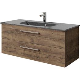 Waschtisch SAPHIR "Serie 6025 Mineralmarmor-Waschtisch mit Unterschrank, 117 cm breit" Waschtische Gr. Waschtisch grau, braun (eiche ribbeck, eiche ribbeck quer nb) Waschtische Waschplatz mit 2 Schubladen, hängend, verschiedene Ausführungen