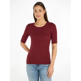 Rundhalsshirt Tommy Hilfiger Gr. XL (42), rot (dunkelrot) Damen Shirts Jersey mit Rundhalsausschnitt