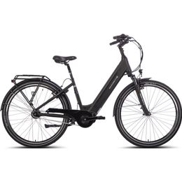 E-Bike SAXONETTE "Optimum Plus" E-Bikes Gr. 50 cm, 28 Zoll (71,12 cm), schwarz E-Bikes E-Bike Citybike, integriertes Rahmenschloss