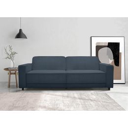 3-Sitzer DOREL HOME "ALLIE Schlafsofa 225 cm", blau, B:225cm H:82cm T:84cm, 100% Polyester, Sofas, Bett-Funktion (108/190cm), trendiger Cord o. pflegeleichter Velours