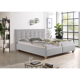 Polsterbett Maintal, grau, B:198cm L:213cm, Betten, Polsterbett ohne Bettkasten Polsterbett, inklusive Bettkasten