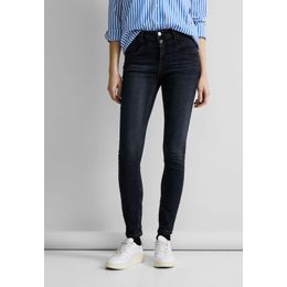 Slim-fit-Jeans Street One Gr. 32, Länge 32, blau (authentic blue black wash) Damen Jeans Röhrenjeans in dunkler Waschung