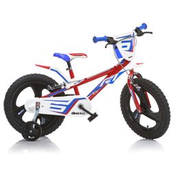 Kinderfahrrad DINO "Mountainbike" Fahrräder Gr. 30 cm, 16 Zoll (40,64 cm), rot Kinder mit Stützrädern, Frontschild und coolen Schutzblechen