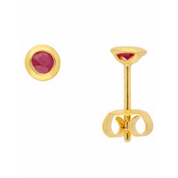 Adelia´s Paar Ohrhänger ADELIA´S "1 585 Gold Ohrringe / Ohrstecker mit Rubin" Gr. Damen, Gelbgold 585, rot Damen Ohrhänger 585 Gold mit Rubin Goldschmuck für