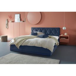 Polsterbett "Adamas", blau (königsblau), L:210cm, Bezug: 100% Polyester, Polsterung: Polsterwatte, Material Gestell: gepolsterter Holzwerkstoff, Westfalia Schlafkomfort, Betten, auch mit Bettkasten, Knopfheftung mit Strasssteinen