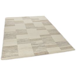 Wollteppich Theko "Nakarta 5040" Teppiche Gr. B/L: 120 cm x 180 cm, 12 mm, 1 St., beige (natur) reine Wolle, handgeknüpft, ideal im Wohnzimmer & Schlafzimmer